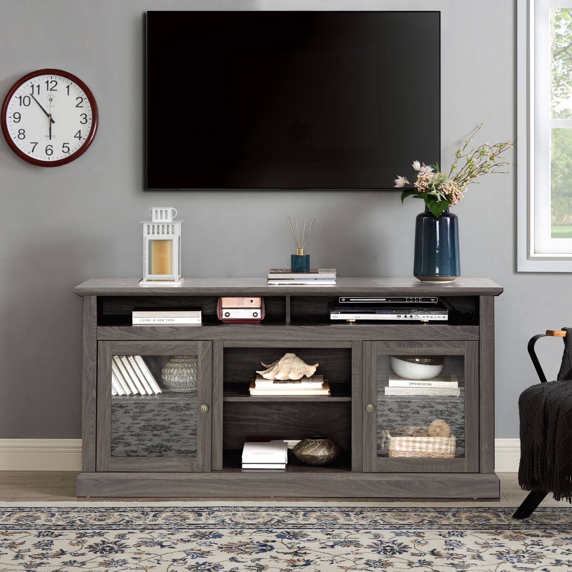 DEALTOPS Modern TV Stand Media Console Center with Open and Closed ...
