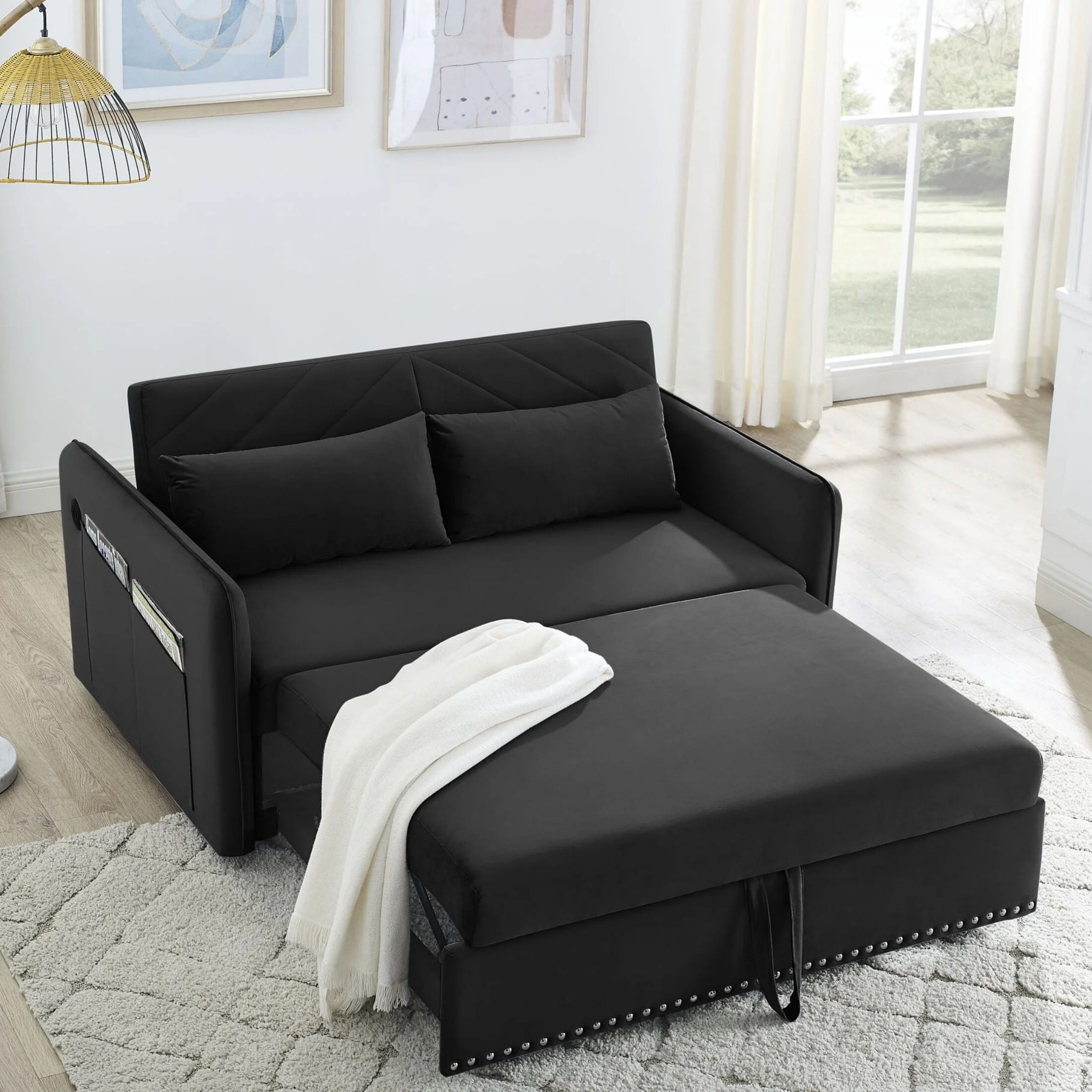 DEALTOPS Pull Out Sofa Bed, Convertible Loveseat Sleeper Sofa with USB ...