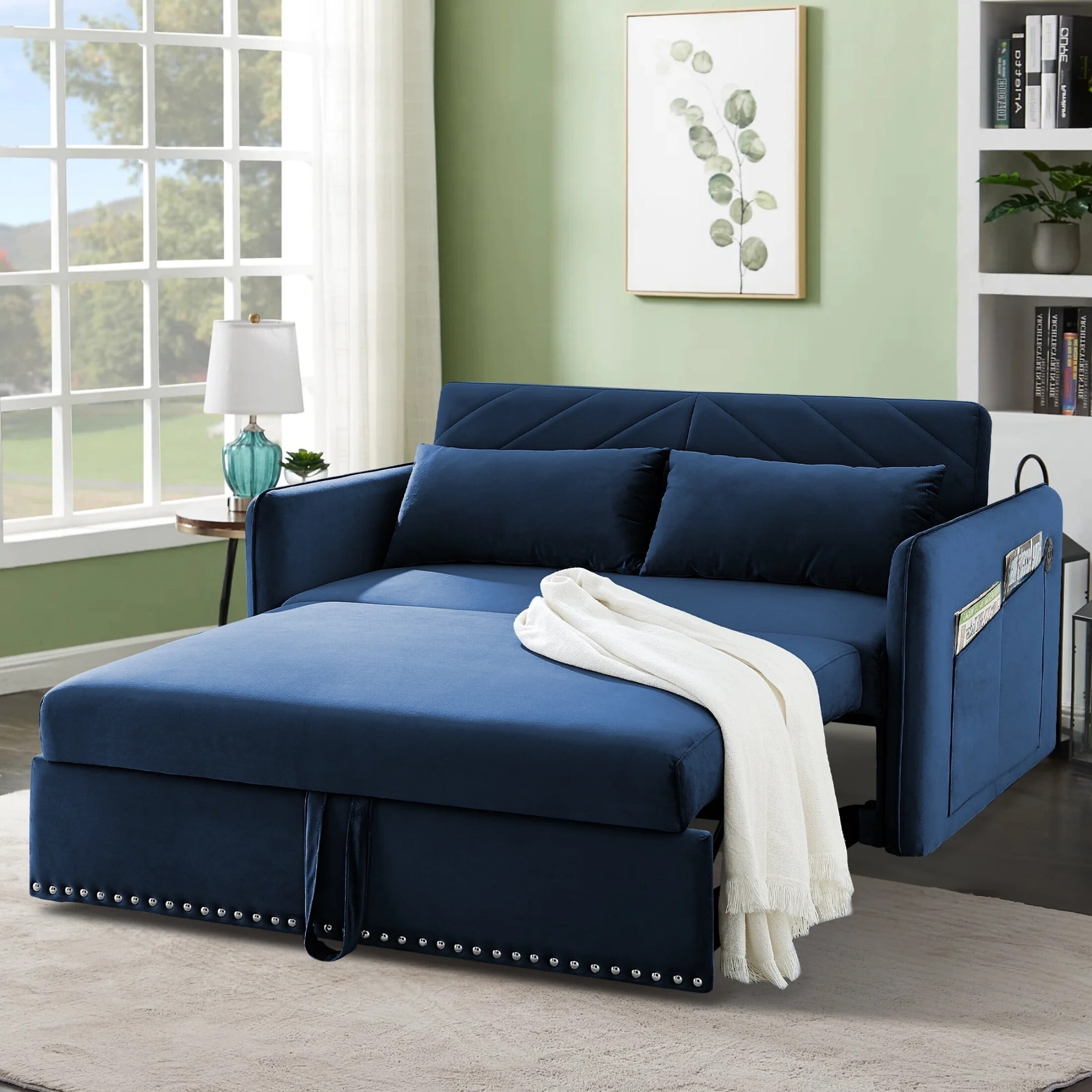 DEALTOPS Pull Out Sofa Bed, Convertible Loveseat Sleeper Sofa with USB ...