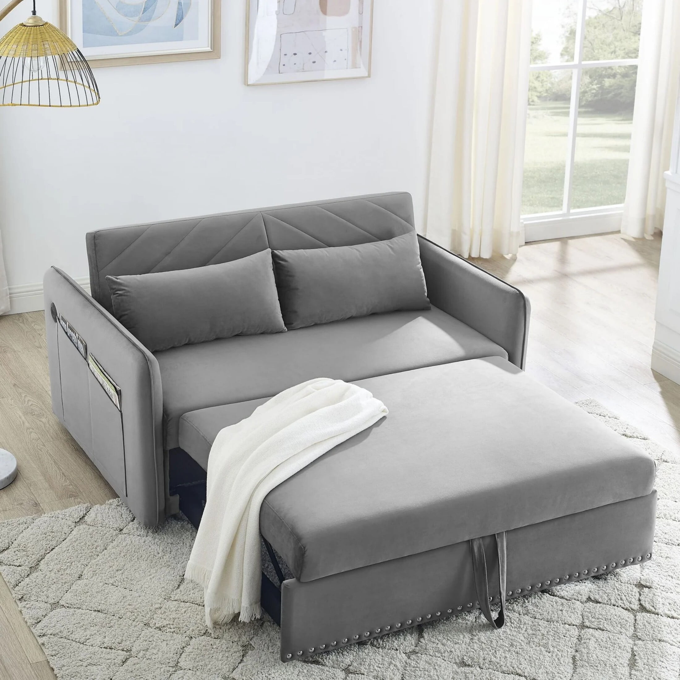 DEALTOPS Pull Out Sofa Bed, Convertible Loveseat Sleeper Sofa with USB ...
