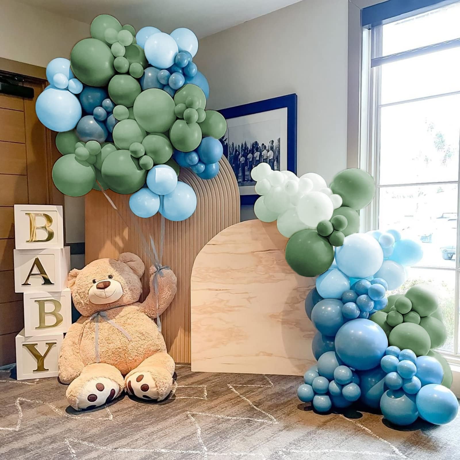 DEAPEICK Slate Blue Balloon Arch Kit,Baby KKS1 Blue Light Green ...