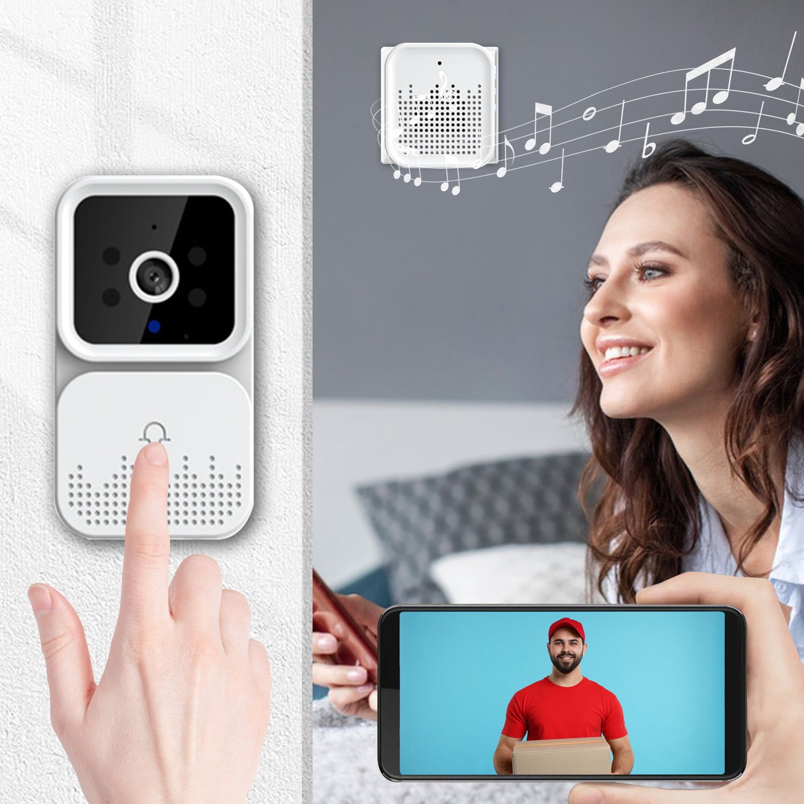 DEAPEX Smart Wireless Remote Video Doorbell Intelligent Visual Doorbell ...