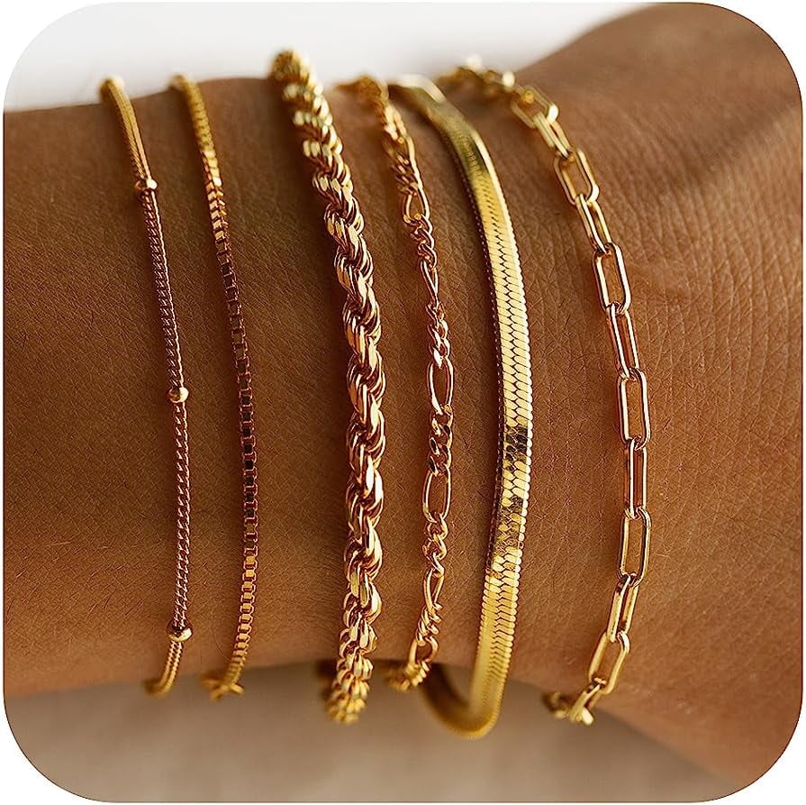 DEARMAY Dainty Silver Chain Bracelets for Women Trendy, Waterproof ...