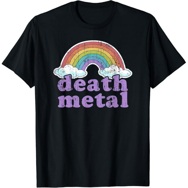 DEATH METAL Rainbow Funny Retro Vintage Love Music Metalhead T-Shirt ...