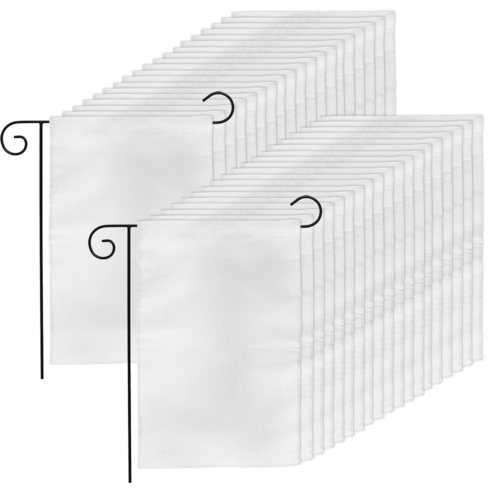 DEAYOU 36 Pack Garden Flags, White Lawn Flags Banners for Outdoor ...