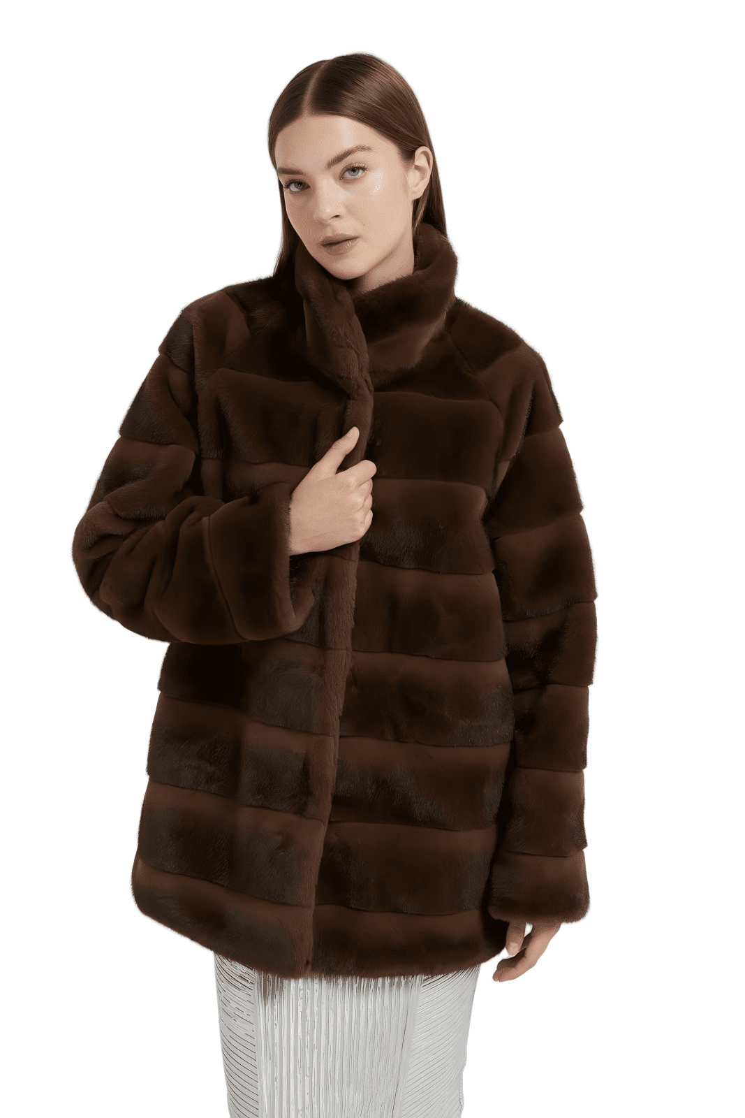 DEBIMY Women Elegant Faux Fur Winter Coats Snap Fastener Long Sleeves ...