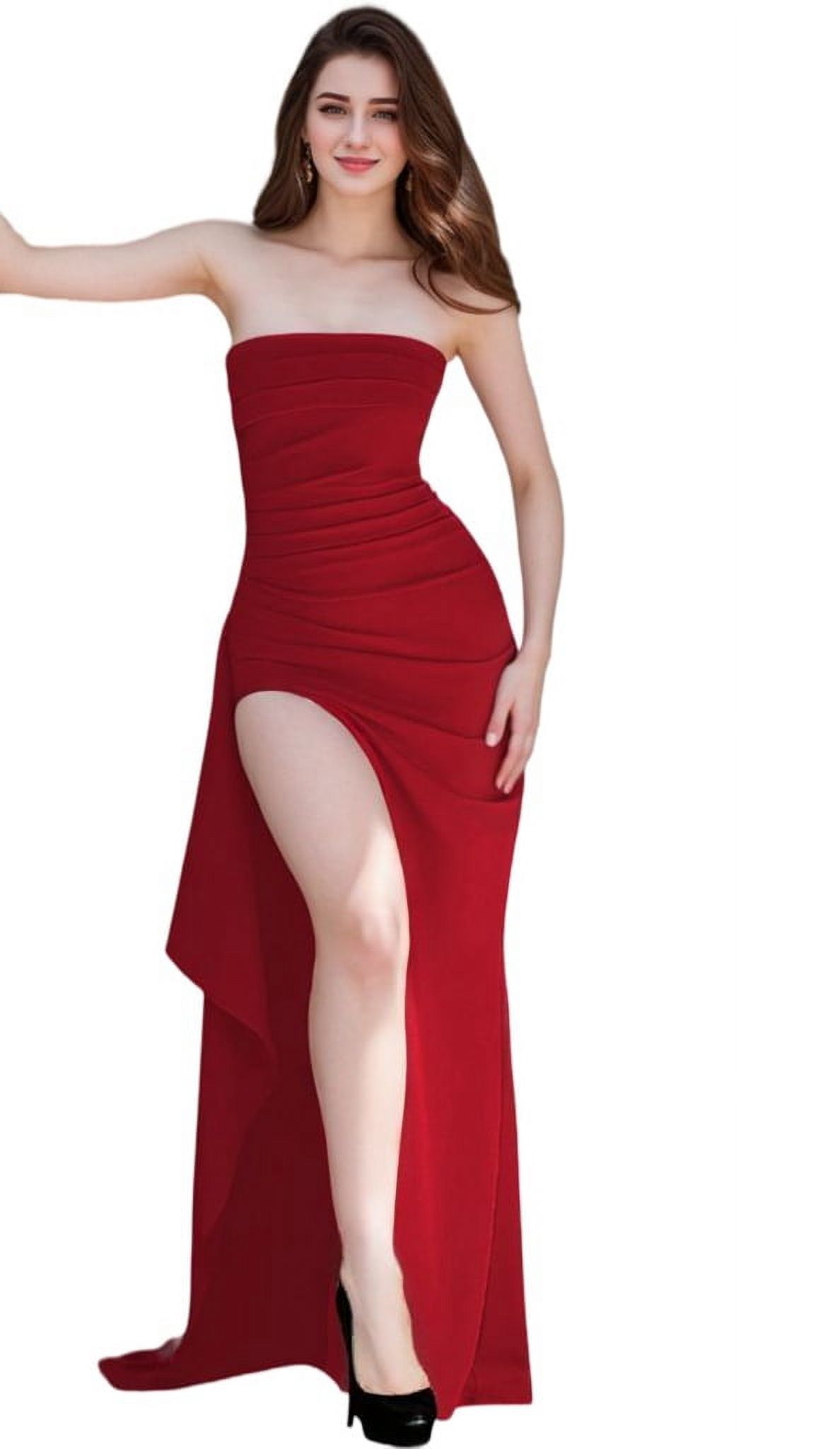 DEBIMY Women Off Shoulder Dress High Split Gown Backless Bodycon Dress ...