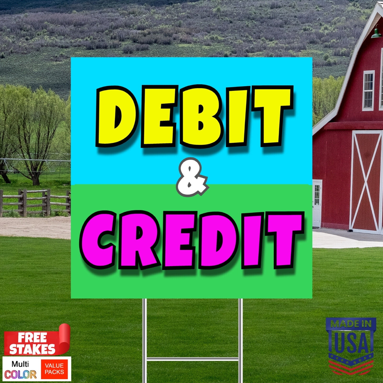 DEBIT & CREDIT - Yard Signs - 8 Pack 12x12" – Ready to Use – Includes ...