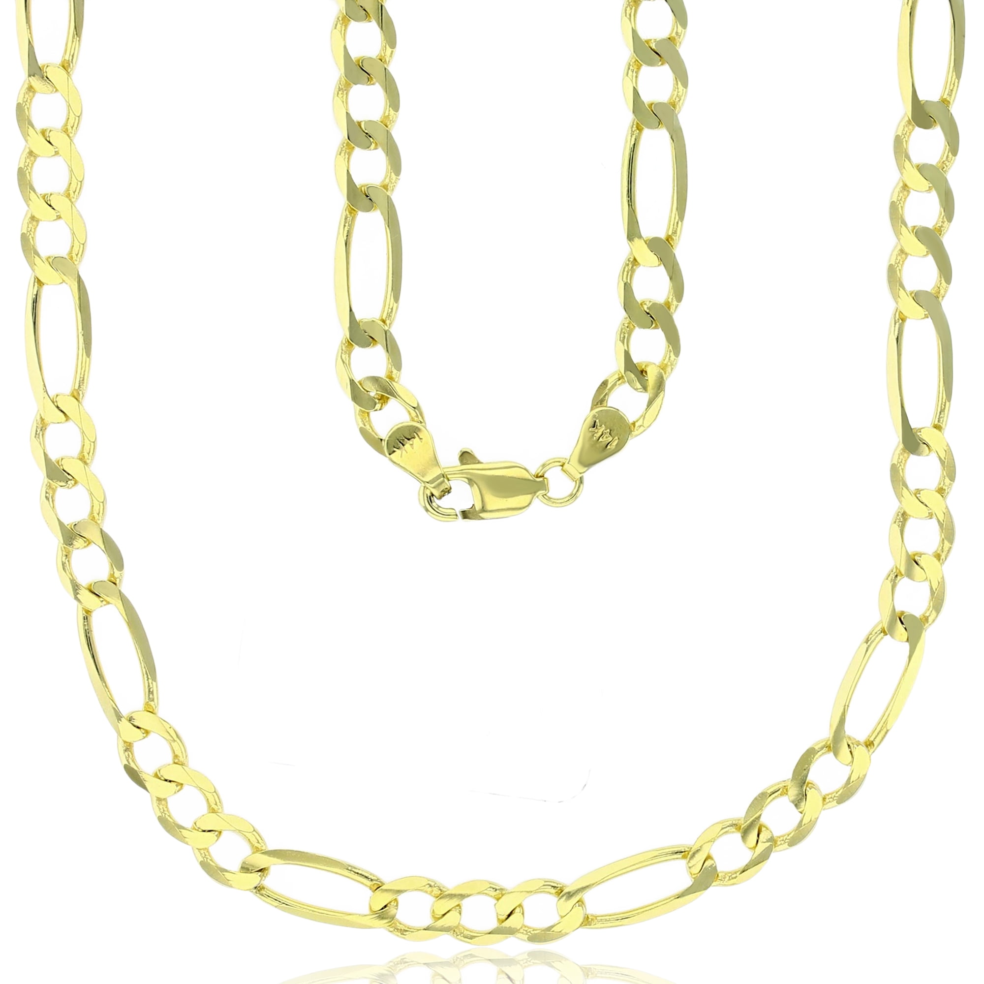 DECADENCE 14K Yellow Gold Solid 2mm-12mm Figaro Chain with Lobster Claw ...