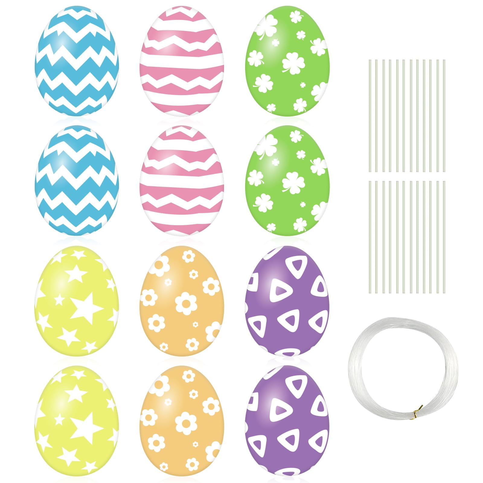 DECEED 12Pcs Easter Yard Signs Outdoor Decorations Easter Egg shaped ...
