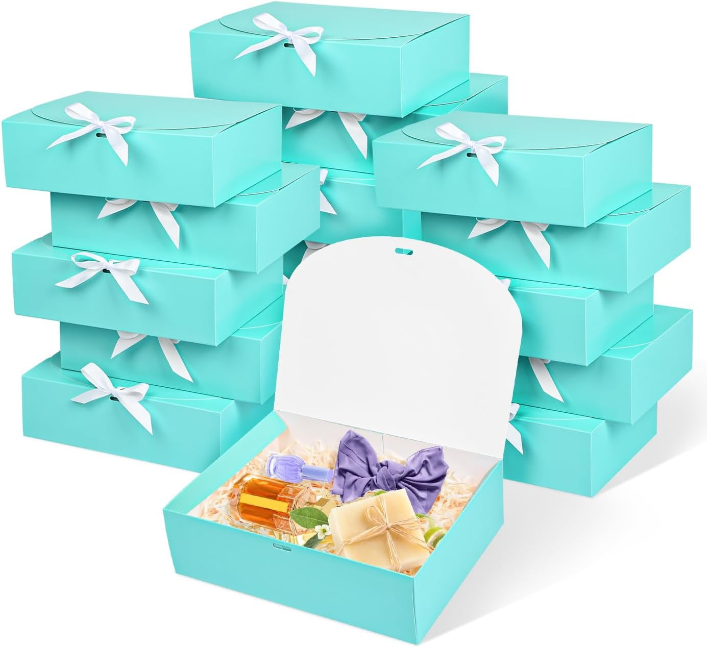 DECHISY 12Pack Blue Gift Boxes with Lids, 12×9.8×3.1 Inch Groomsmen ...