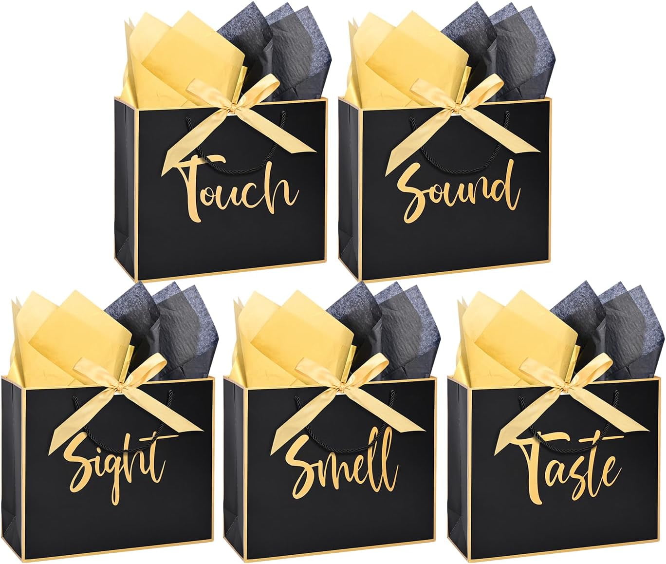 DECHSY 5 Senses Gift Bags, Metallic Sight Smell Touch Taste Sound Gift ...