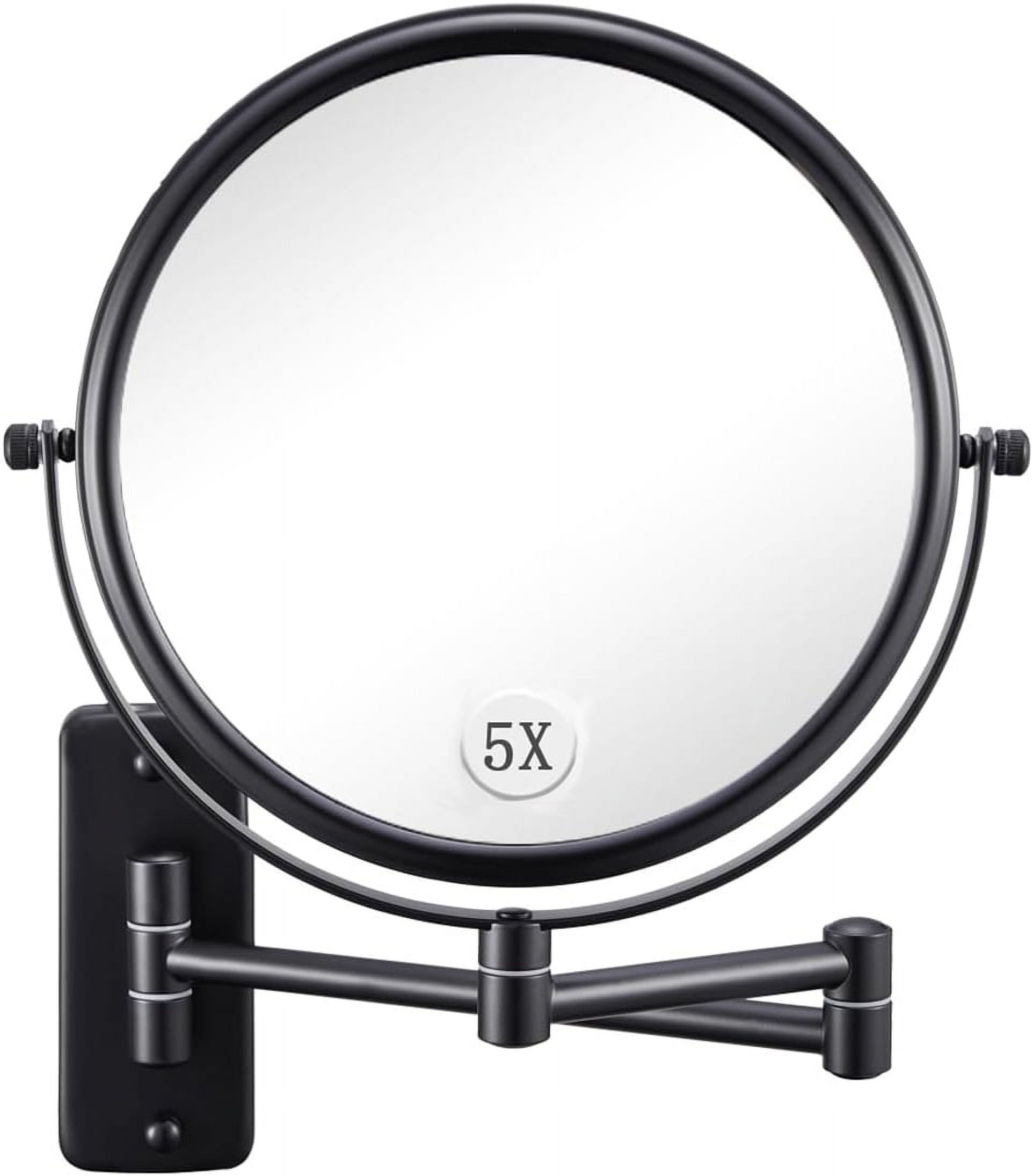 DECLUTTR Wall Mount 5X Magnifier Beauty Mirror, Extendable Dual-Sided ...