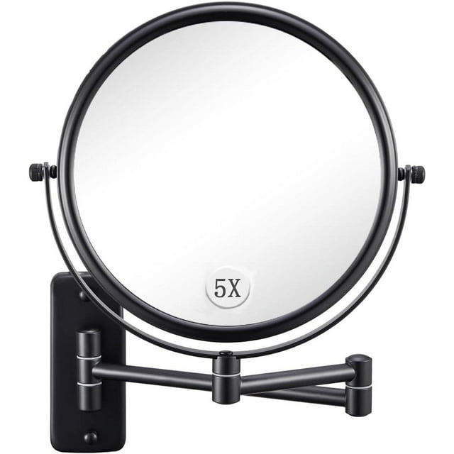 DECLUTTR Wall Mount 5X Magnifier Beauty Mirror, Extendable Dual-Sided ...
