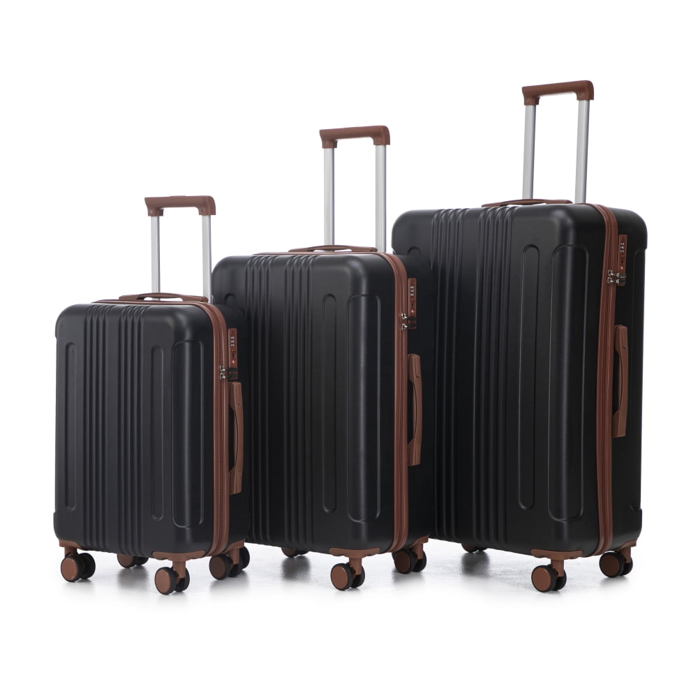 DECMAY 3-Piece Luggage Set 20"/24"/28" - Dark Blue ABS Hard Shell ...