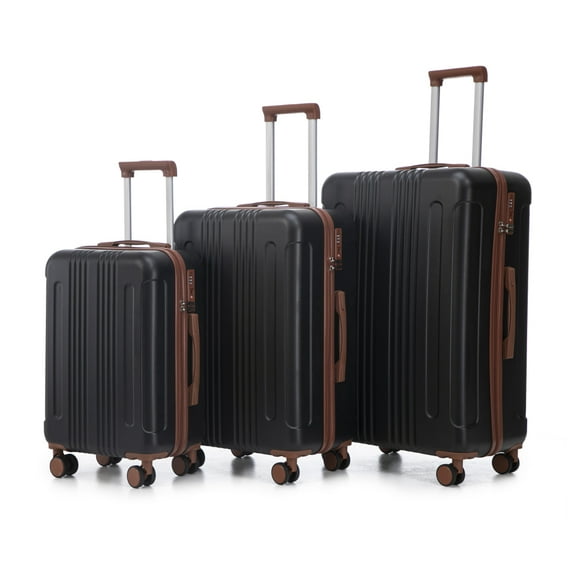 DECMAY 3-Piece Luggage Set 20"/24"/28" - Dark Blue ABS Hard Shell ...