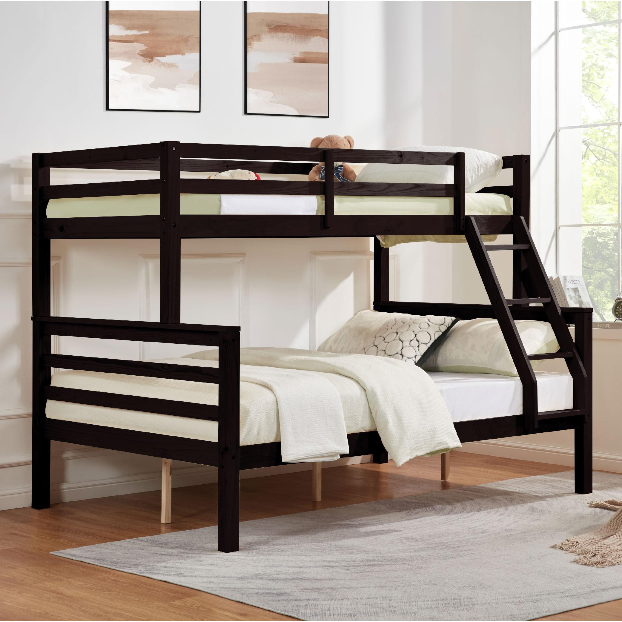 DECMAY Twin over Full Bunk Bed with Thick Posts,Wooden Bunk Bed with ...