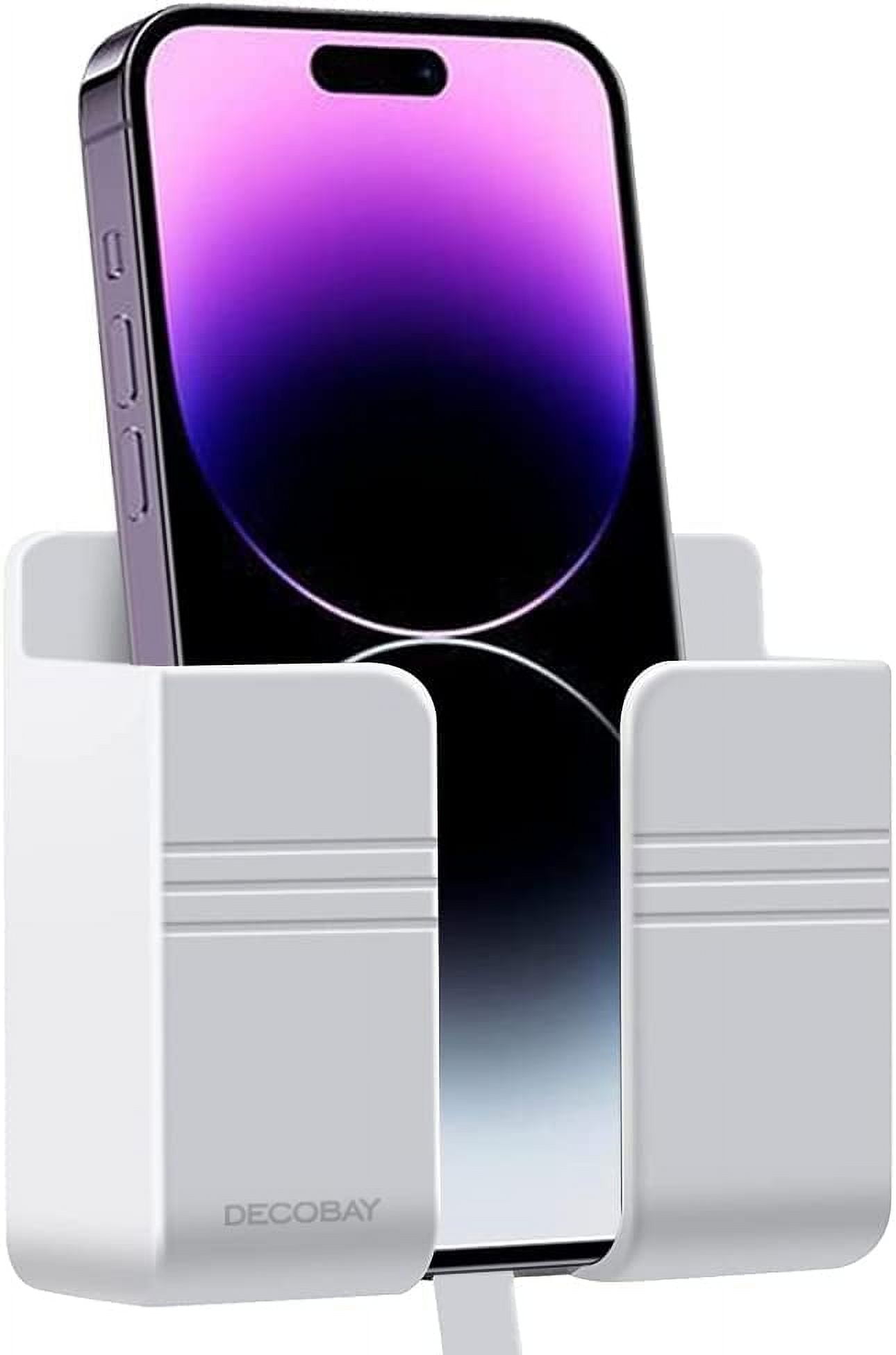 DECOBAY Wall Mount Phone Holder with Data Cable Receiving Hole Adhesive ...