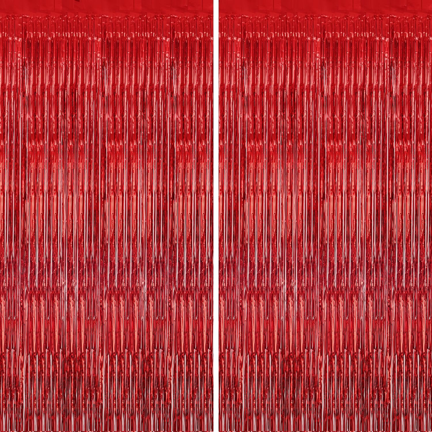 DECOCKRAT 2 PackTRDN Foil Fringe Backdrop - Red Shiny Tinsel Curtains ...