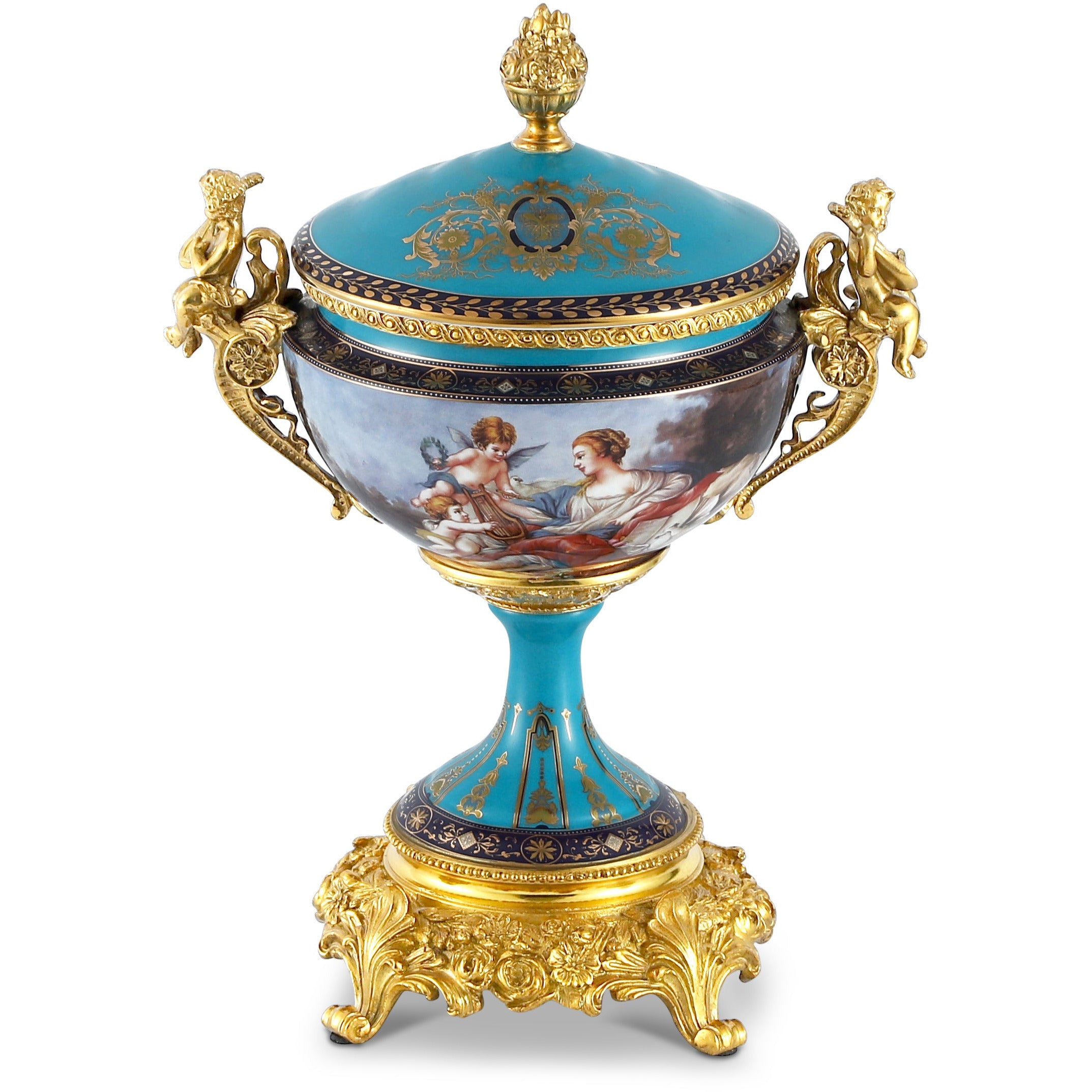 DECOELEVEN Cherub Porcelain and Bronze Jar - Walmart.com