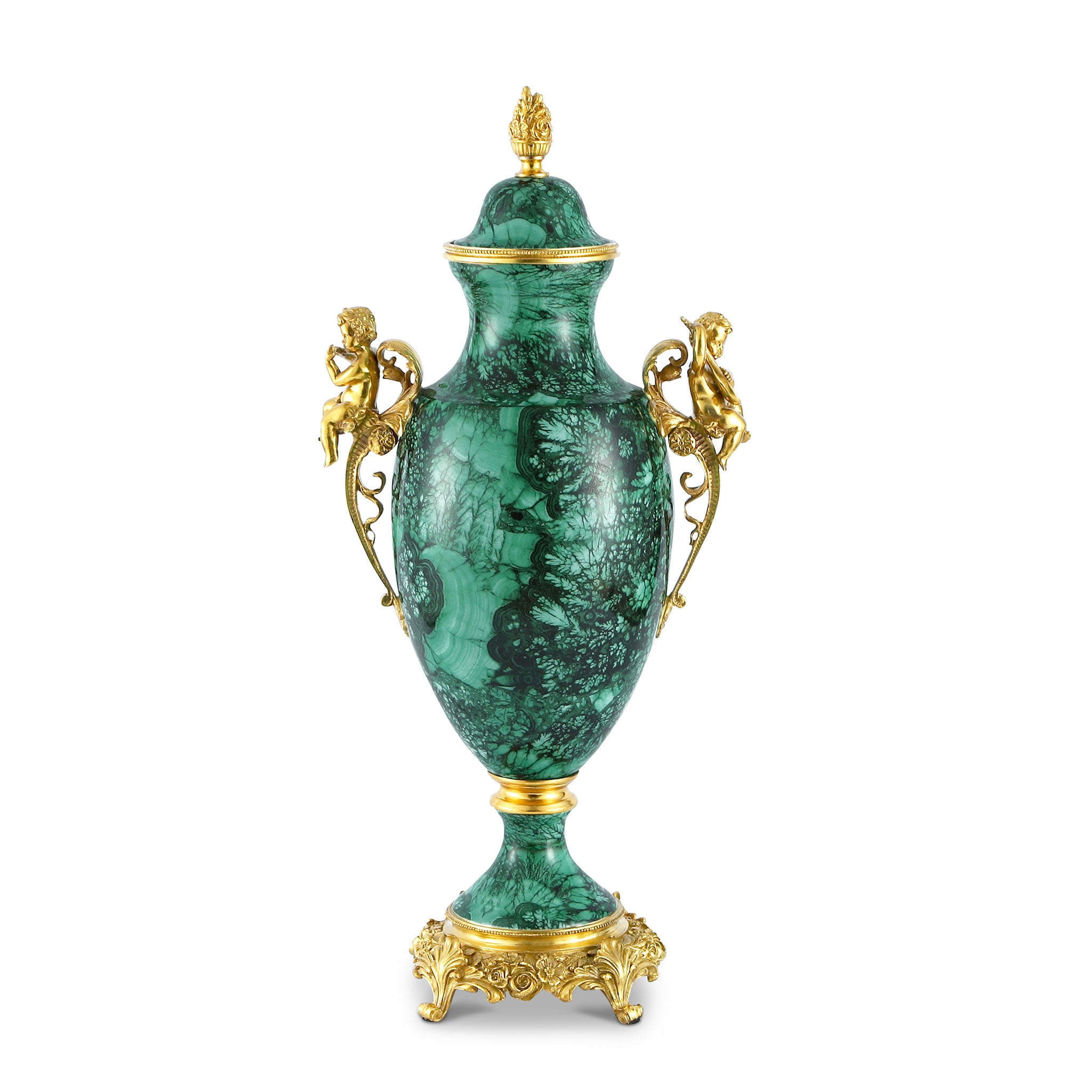 DECOELEVEN Evergreen Louis XV Style Cherub Jar in Classic Green ...