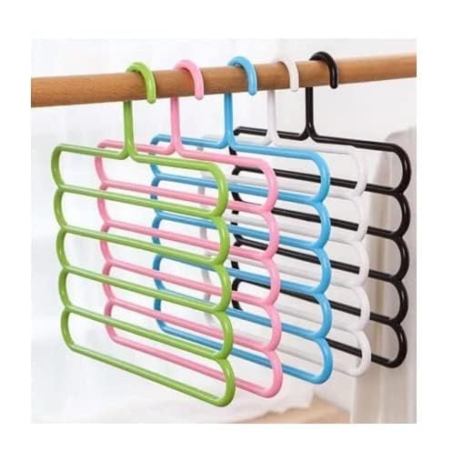 DECOFOLD Multipurpose Plastic 5 Layer Clothes Hanger Multi Layer ...