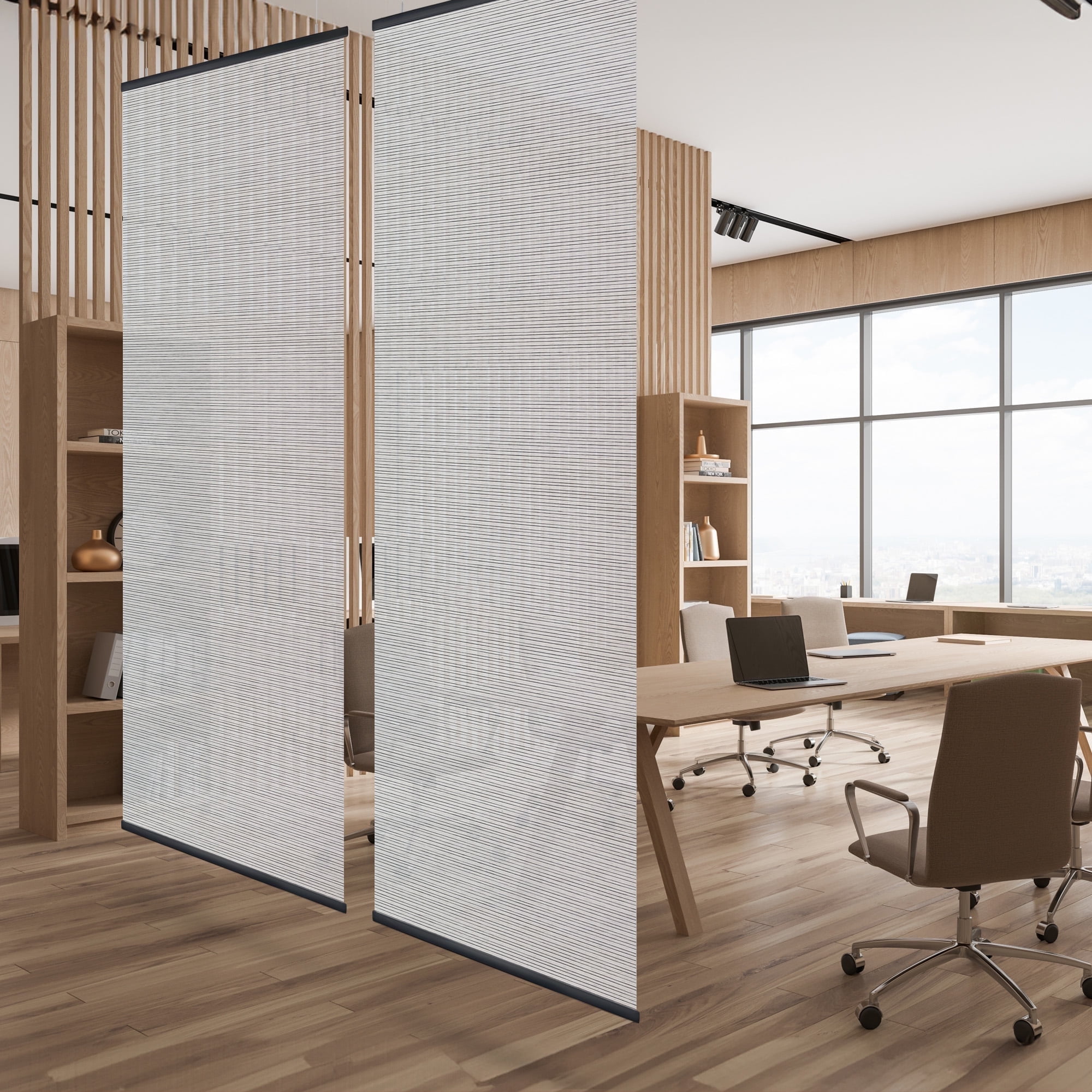 DECOLAB Hanging Room Panel, Ceiling Suspended Privacy Sheer Separator Screen for Offices ...