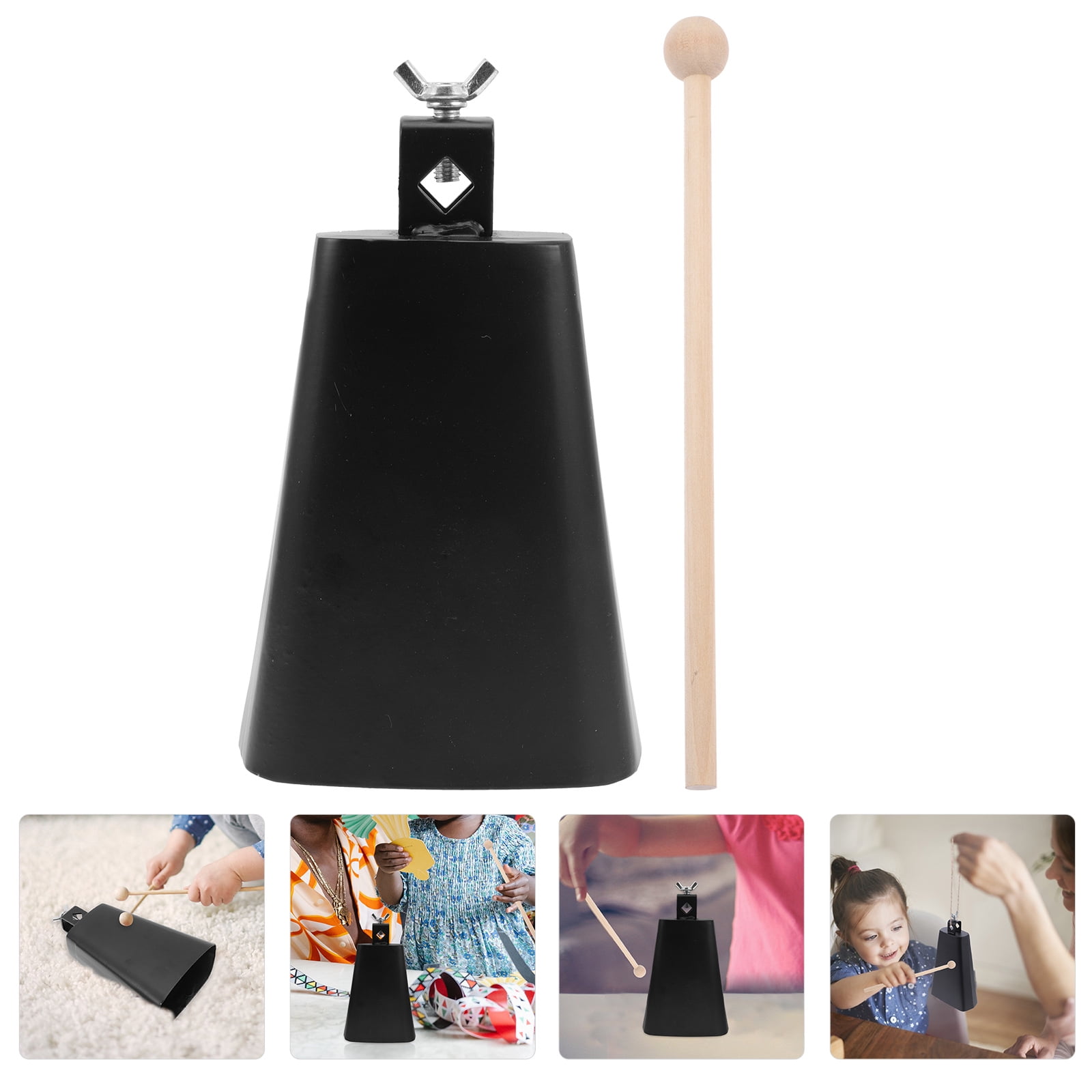 DECOMELODY 1 Set Cowbell for Music with Bell Shape in Black and Wood ...