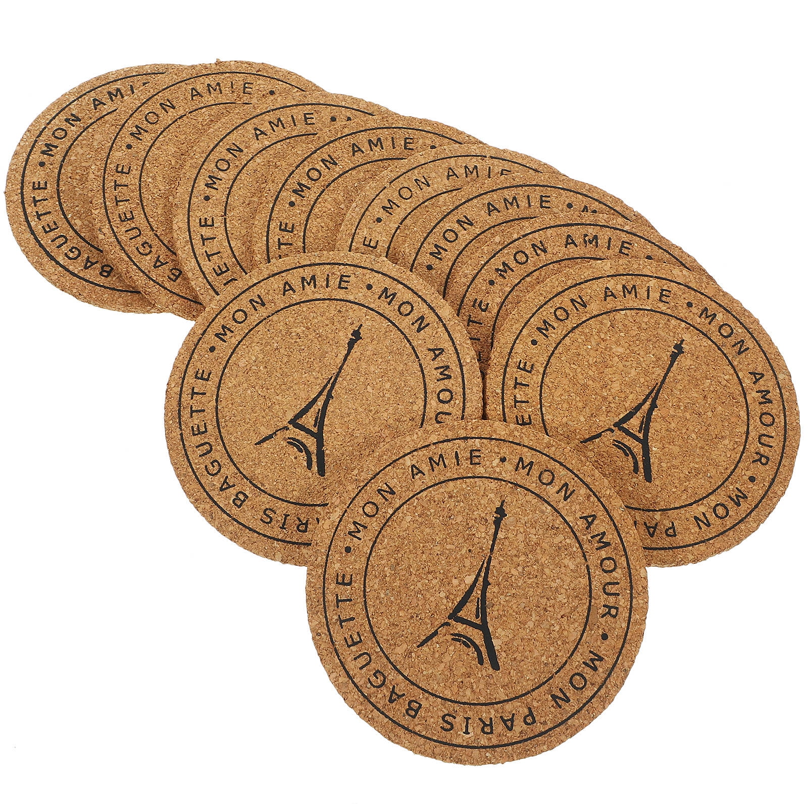 DECOMELODY 10Pcs Round Light Brown Cork Coasters Heat Resistant Non ...