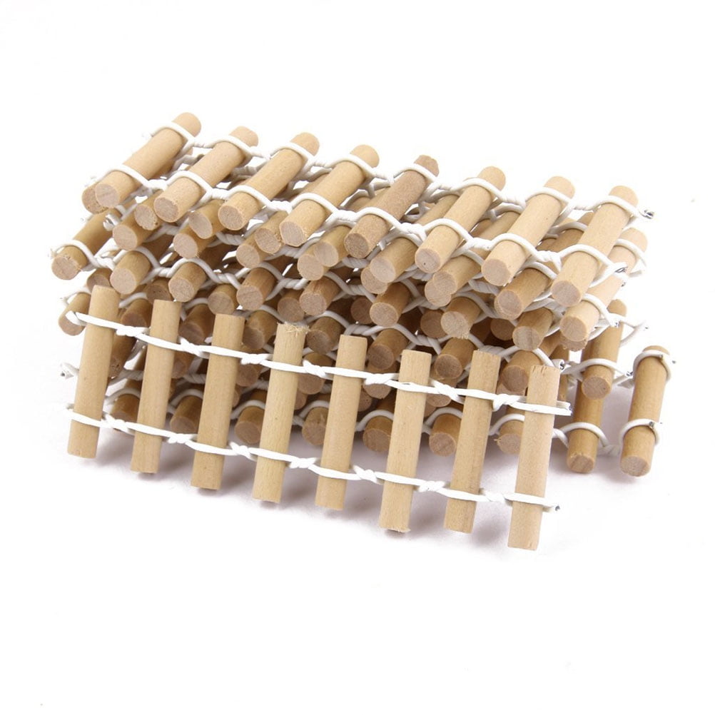 DECOMELODY 10Set Mini Landscape Fence Solid Wood and Resin Log Fence ...