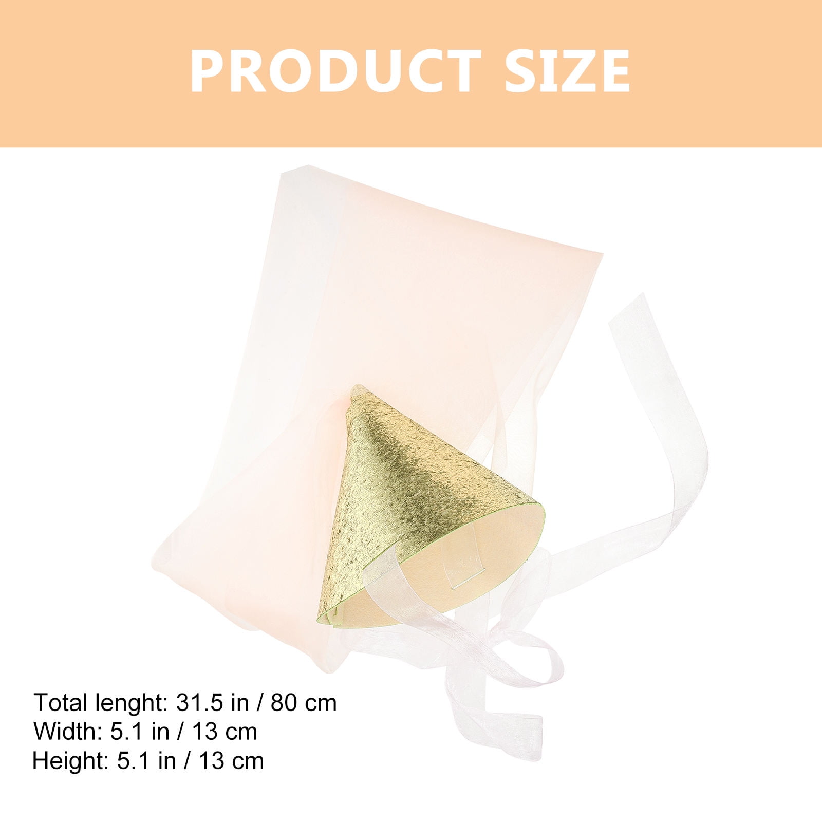 DECOMELODY 1Pack Birthday Cone Party Hats Golden Color with Tulle and ...