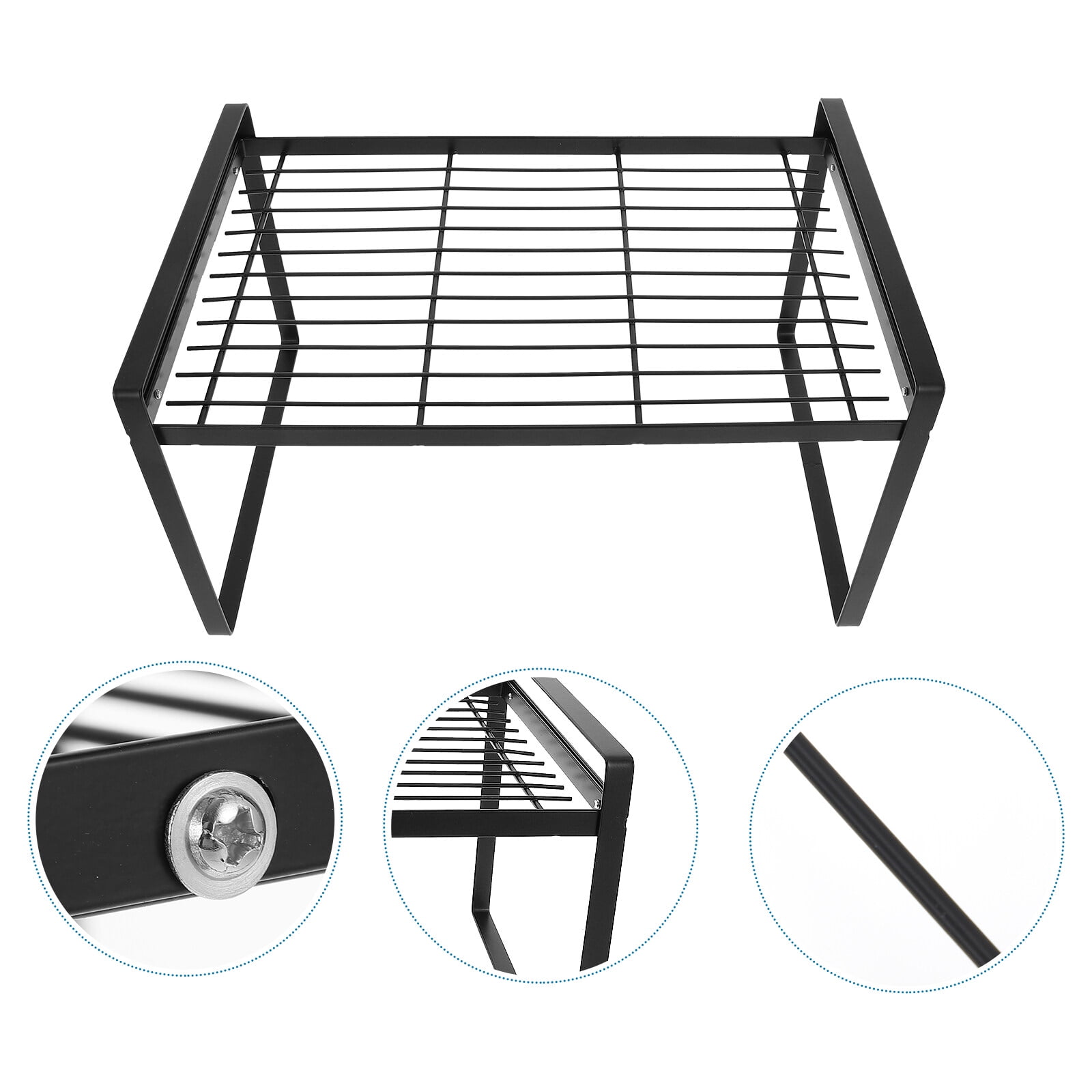 DECOMELODY 1Pcs Cupboard Storage Rack Black Rectangular Stainless Steel ...