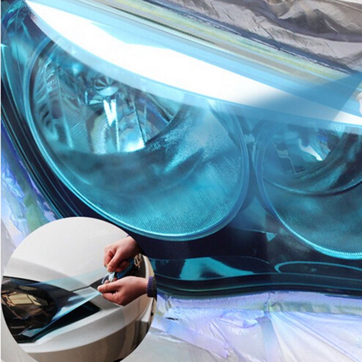 DECOMELODY 1Pcs Light Blue PVC Headlight Tint Film Car Vinyl Stickers ...