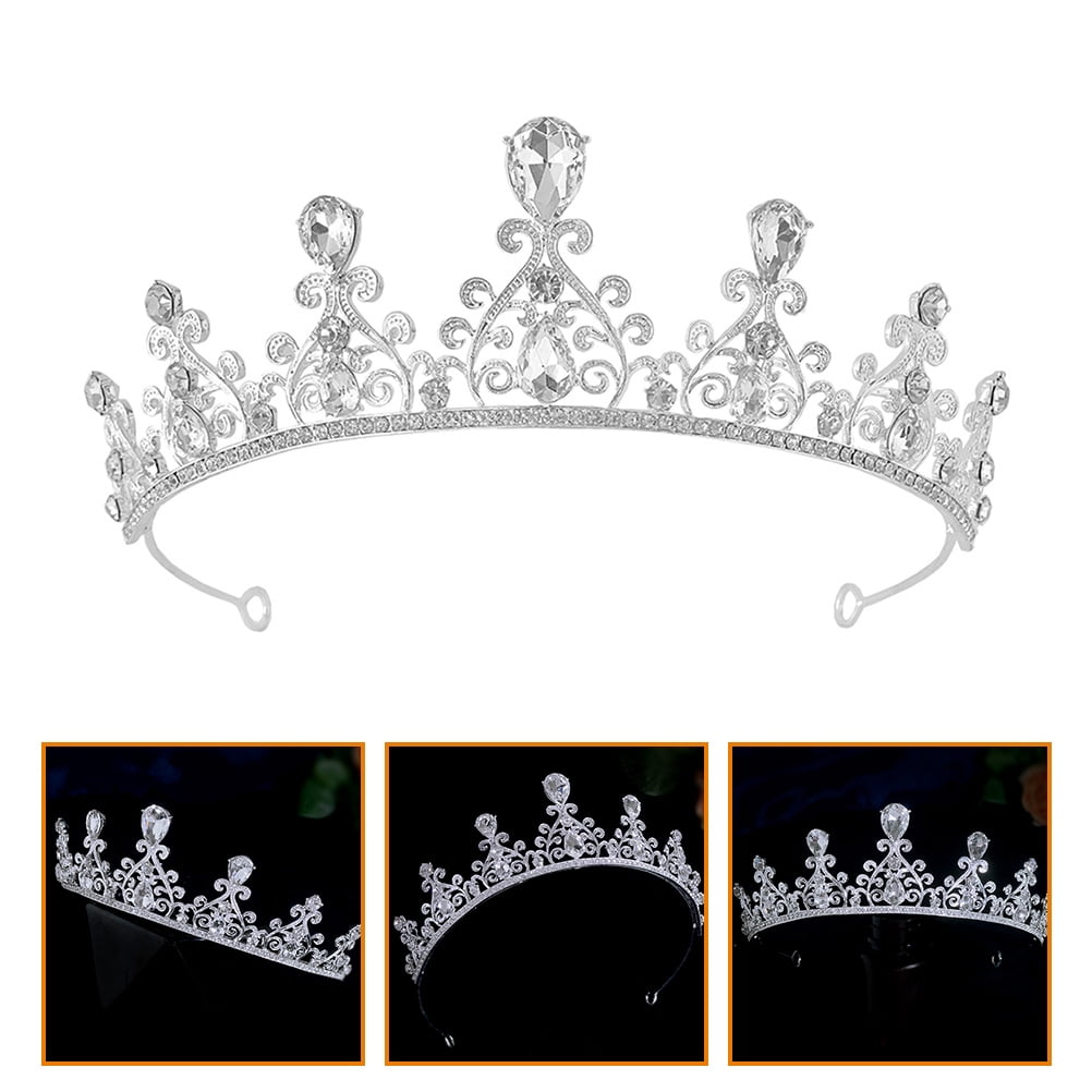 DECOMELODY 1Pcs Wedding Rhinestone Crown Bridal Crown Silver Zinc Alloy ...