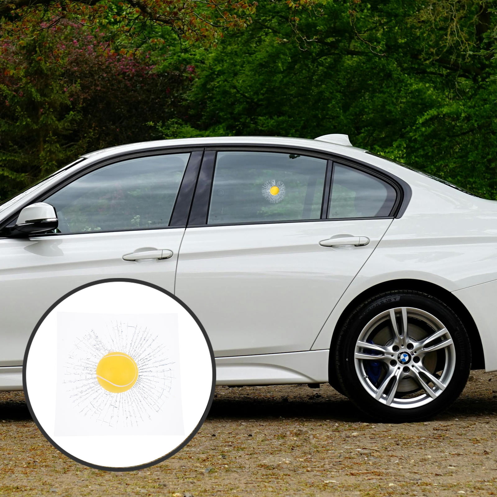 DECOMELODY 1Set 3D Tennis Ball Shape Prank Crack Sticker for Car ...