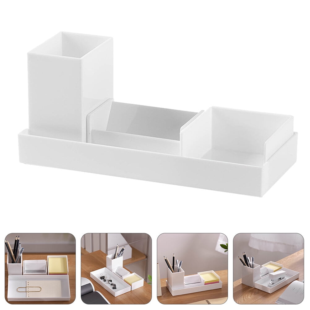 DECOMELODY 1Set White Plastic Desktop Organizer Kit For Sundries ...