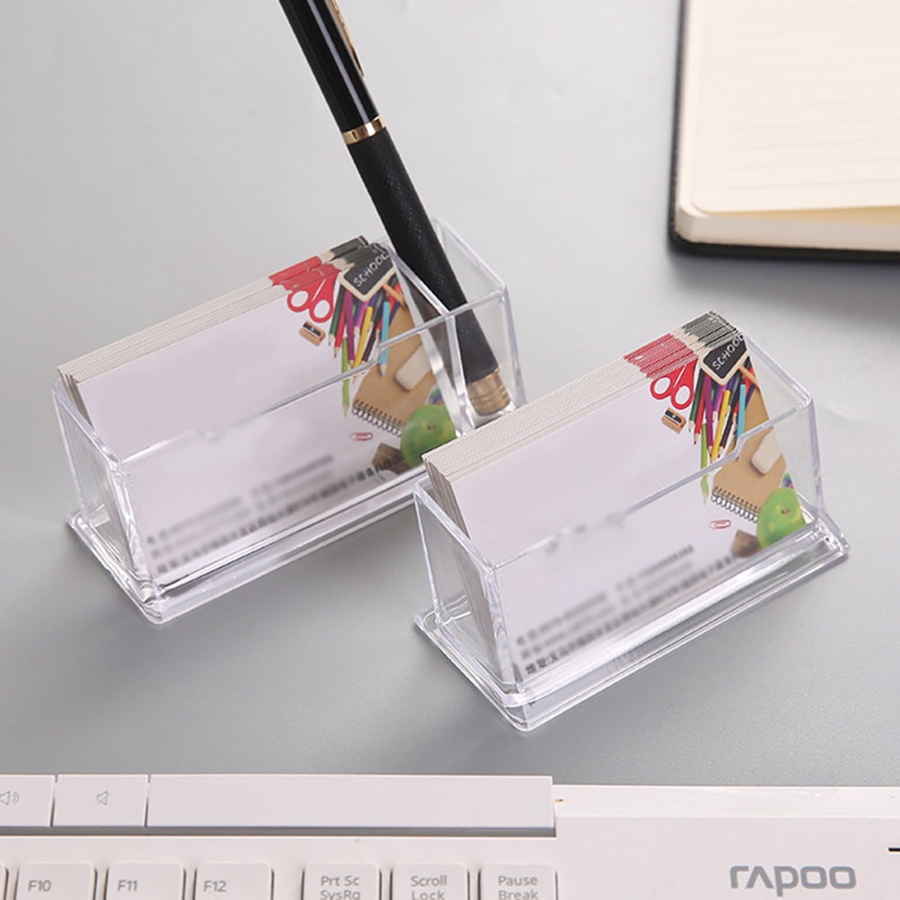 DECOMELODY 2Set Transparent Acrylic Business Card Holders for Desk 10 ...