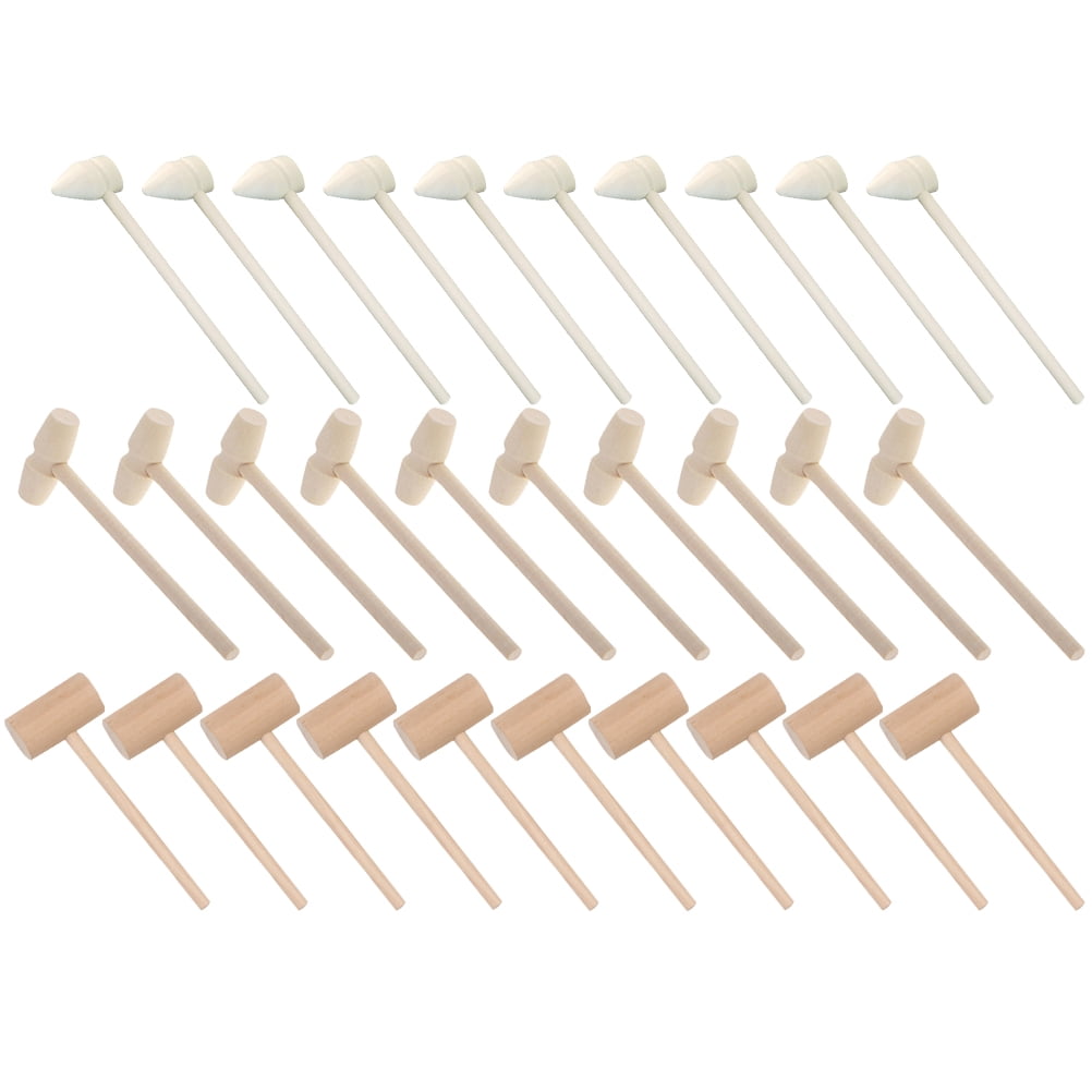 DECOMELODY 30Pcs Wooden Mallets for Children Toys Timber Mini Size ...