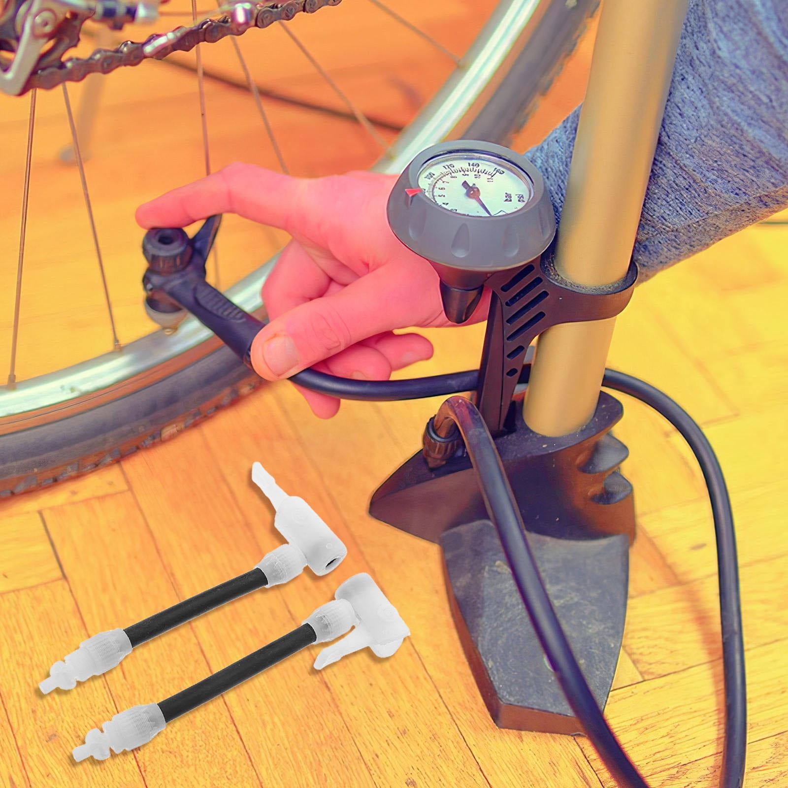 DECOMELODY 4Pcs Portable Tire Inflator Hose for Bicycle Pumps and Road Bikes Inflate Bike Tire ...