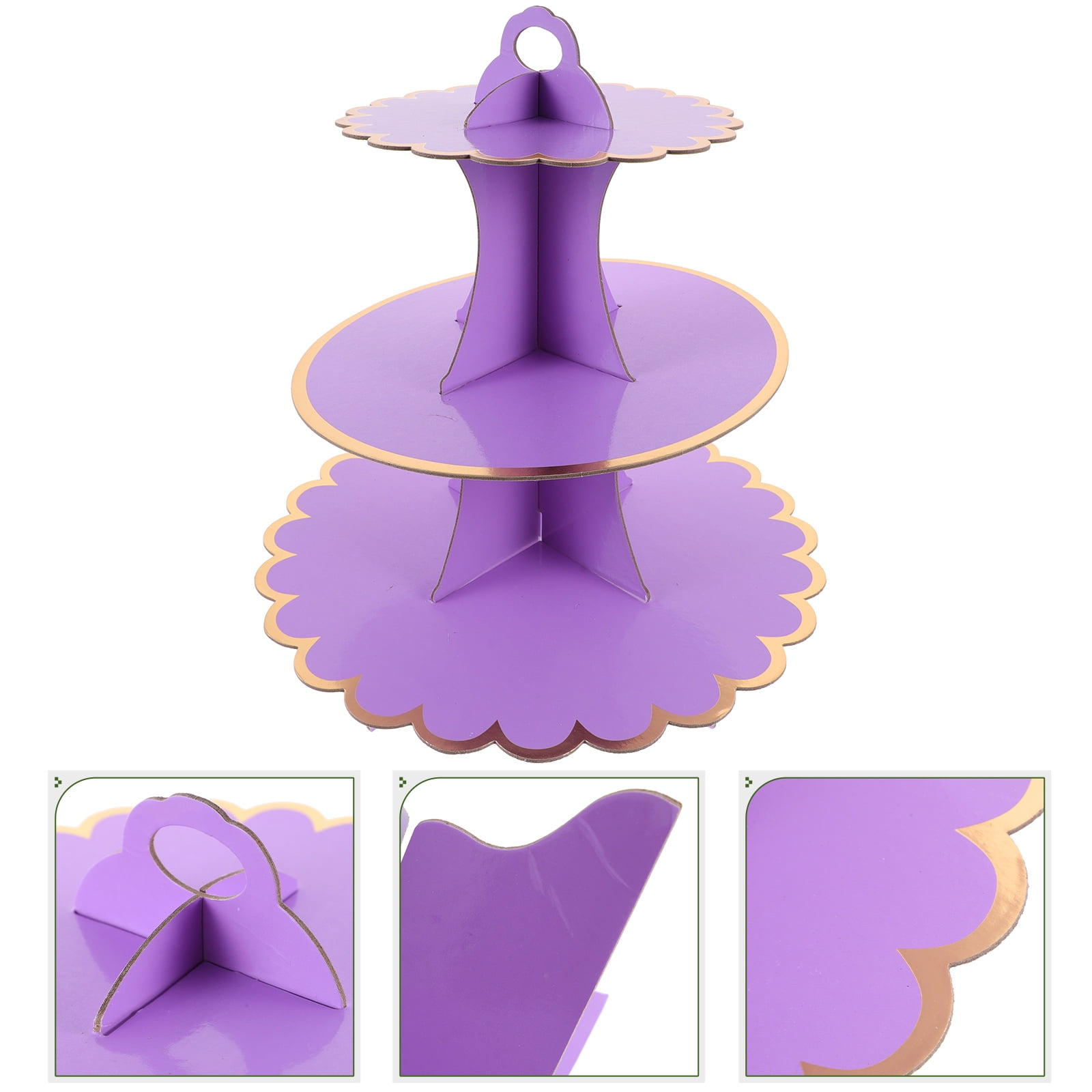 DECOMELODY Cake Display Stands 3 Tier 33x12x12in Violet For Afternoon ...