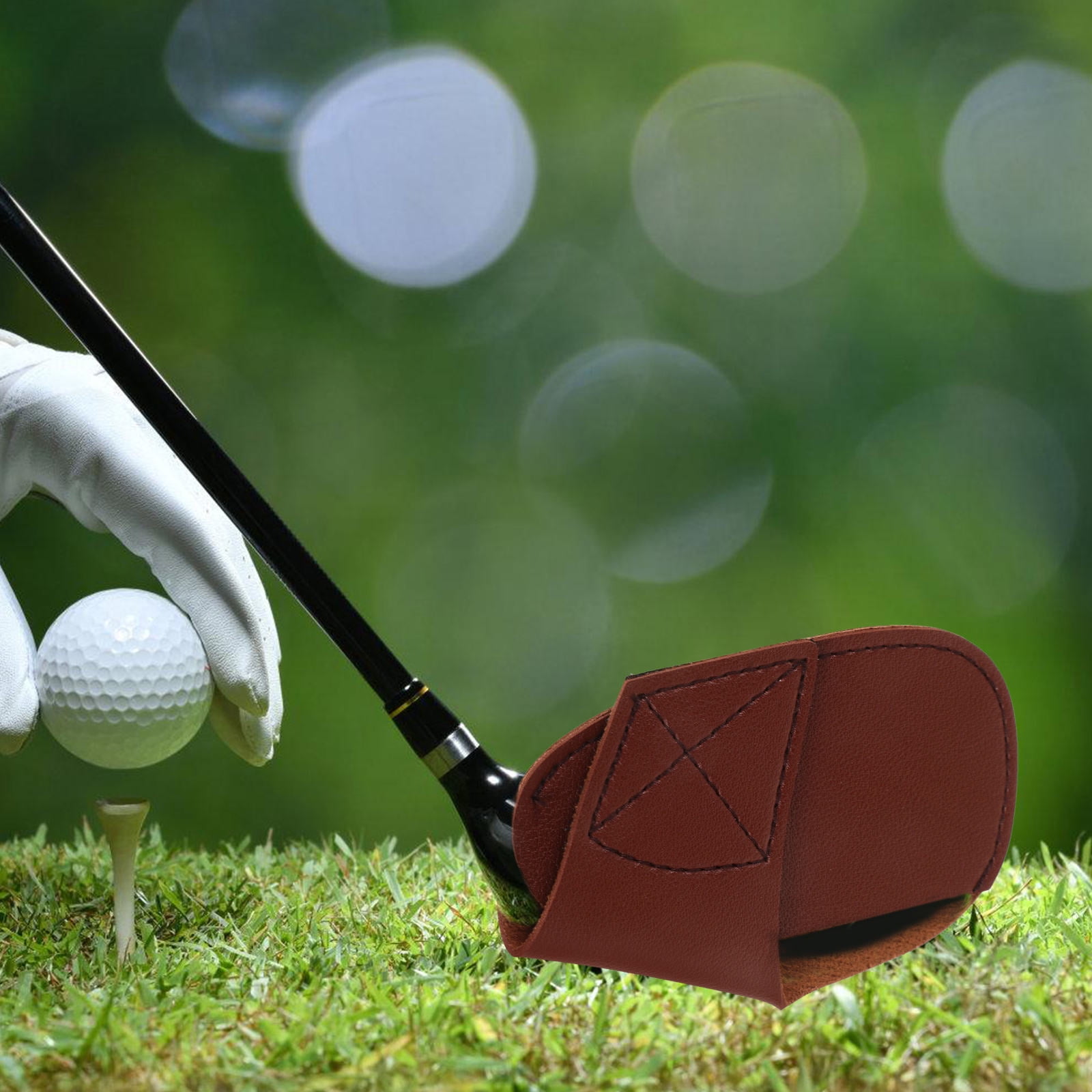 DECOMELODY Impact 1Set Brown Pu Leather Golf Club Cover for Men 4.3x2 ...