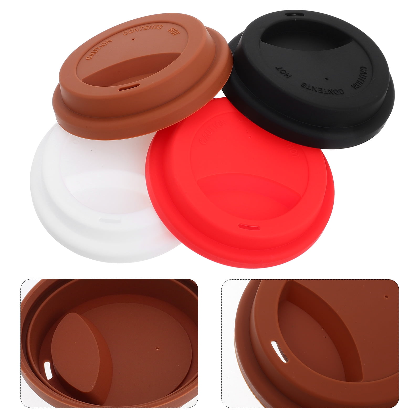 DECOMELODY Mug Lids 4Pcs for Home and Office Use in Black White Red and ...