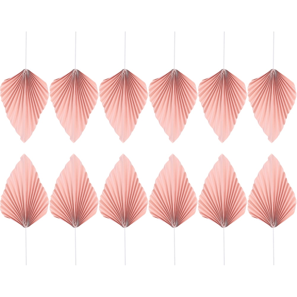 DECOMELODY Palm Leaves Cupcake Toppers Pink Paper Cake Decor for ...