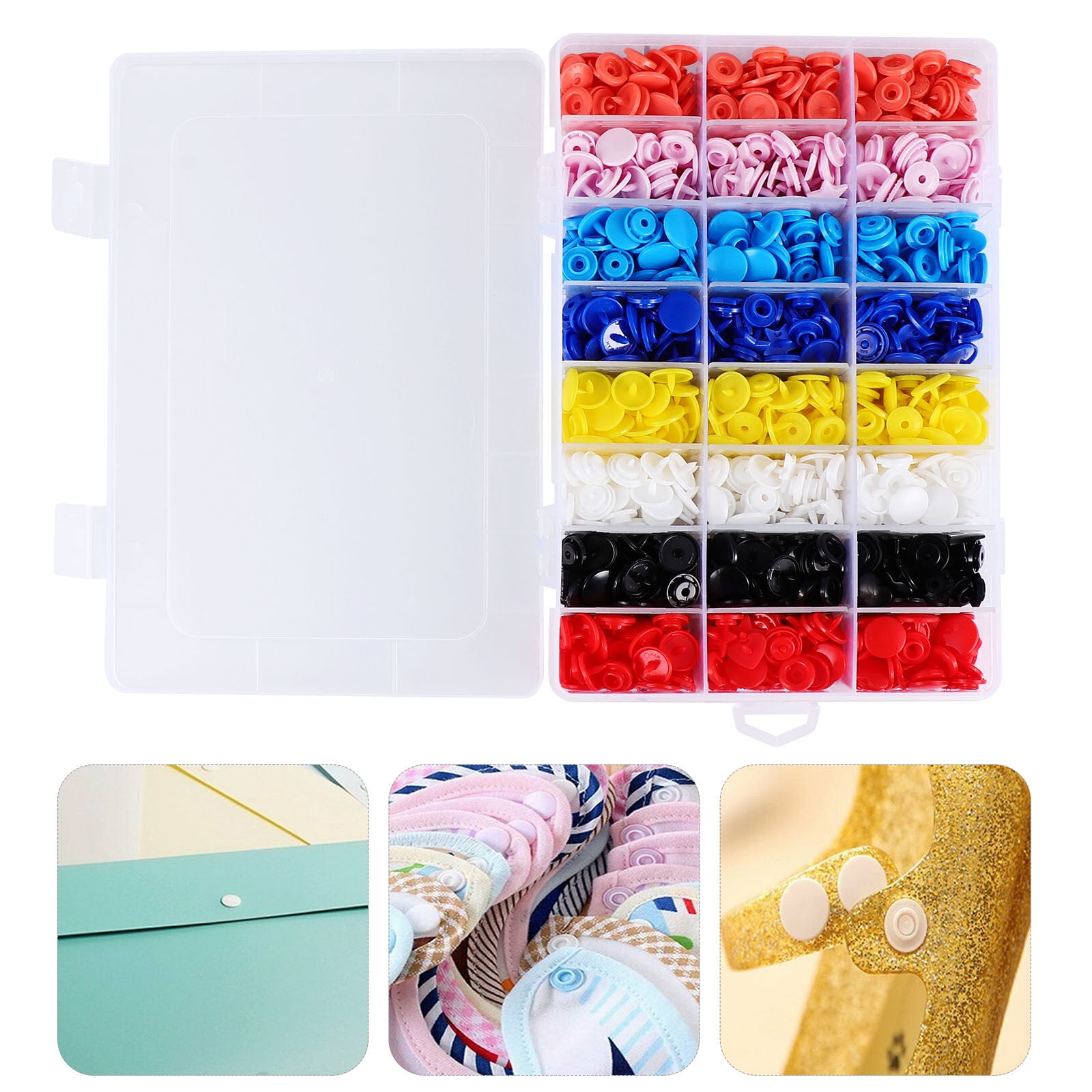 DECOMELODY Plastic Sew-On Snap Buttons 360 Sets Assorted Color Heart ...