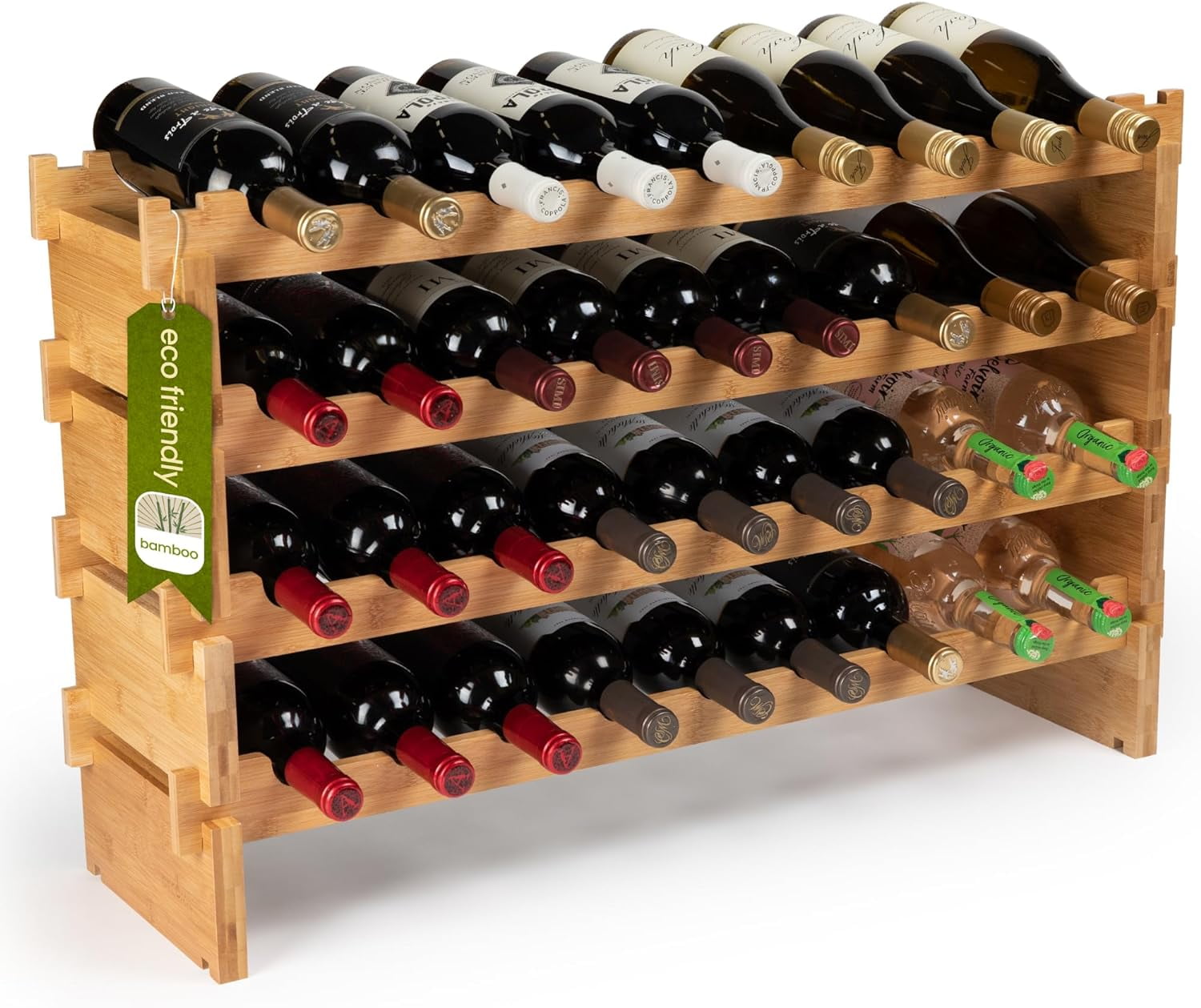 DECOMIL - 36 Bottle Large Wine Rack, Stackable & Modular Wine Storage ...