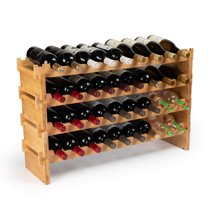Costway 72 Bottle Wood Wine Rack Stackable Storage 6 Tier Storage ...