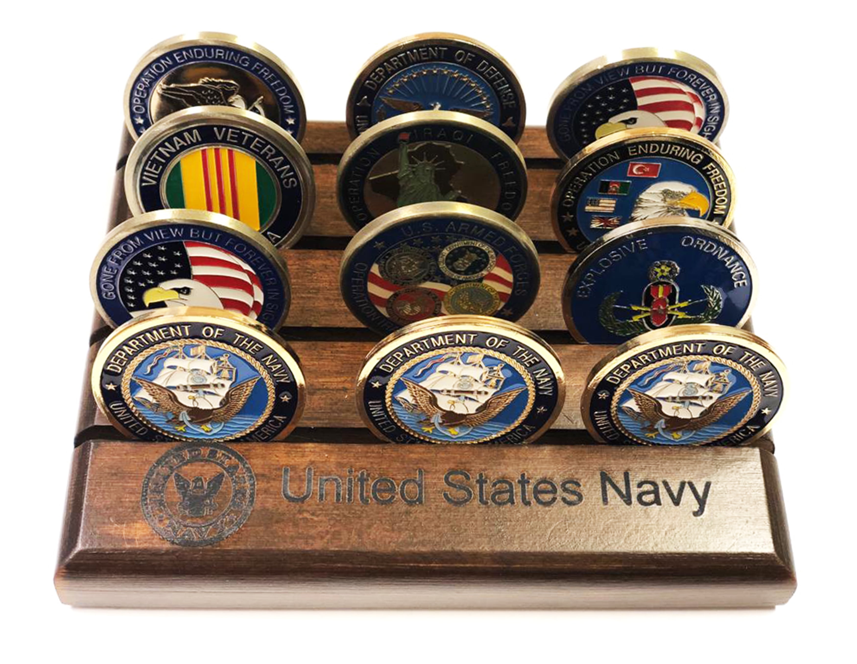 DECOMIL 4 Rows Coin Holder, US Army-Navy-Air Force-Marine Military ...