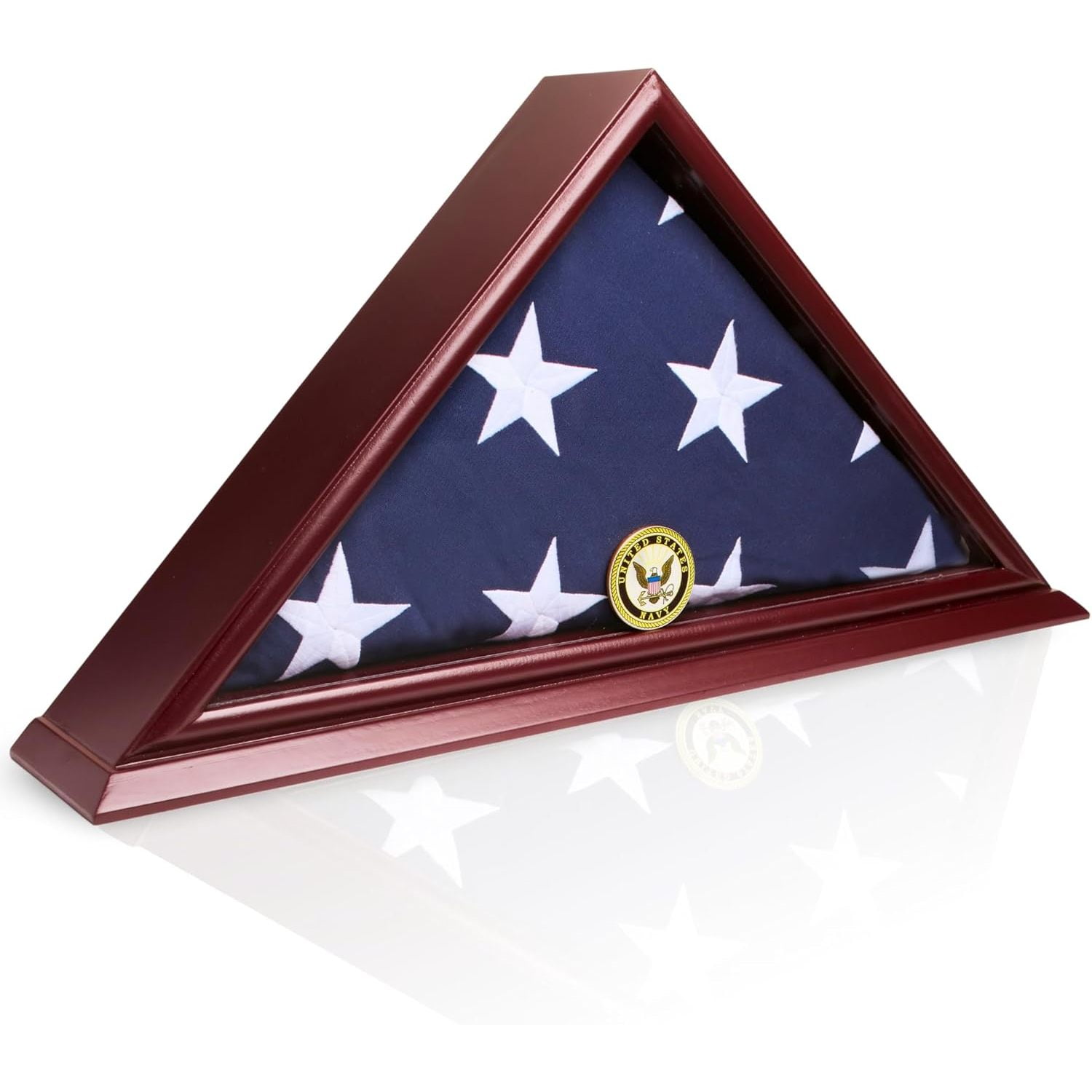 DECOMIL 5'x9' Flag Display Case for American Veteran Burial Flag - Solid Wood, Cherry Finish ...
