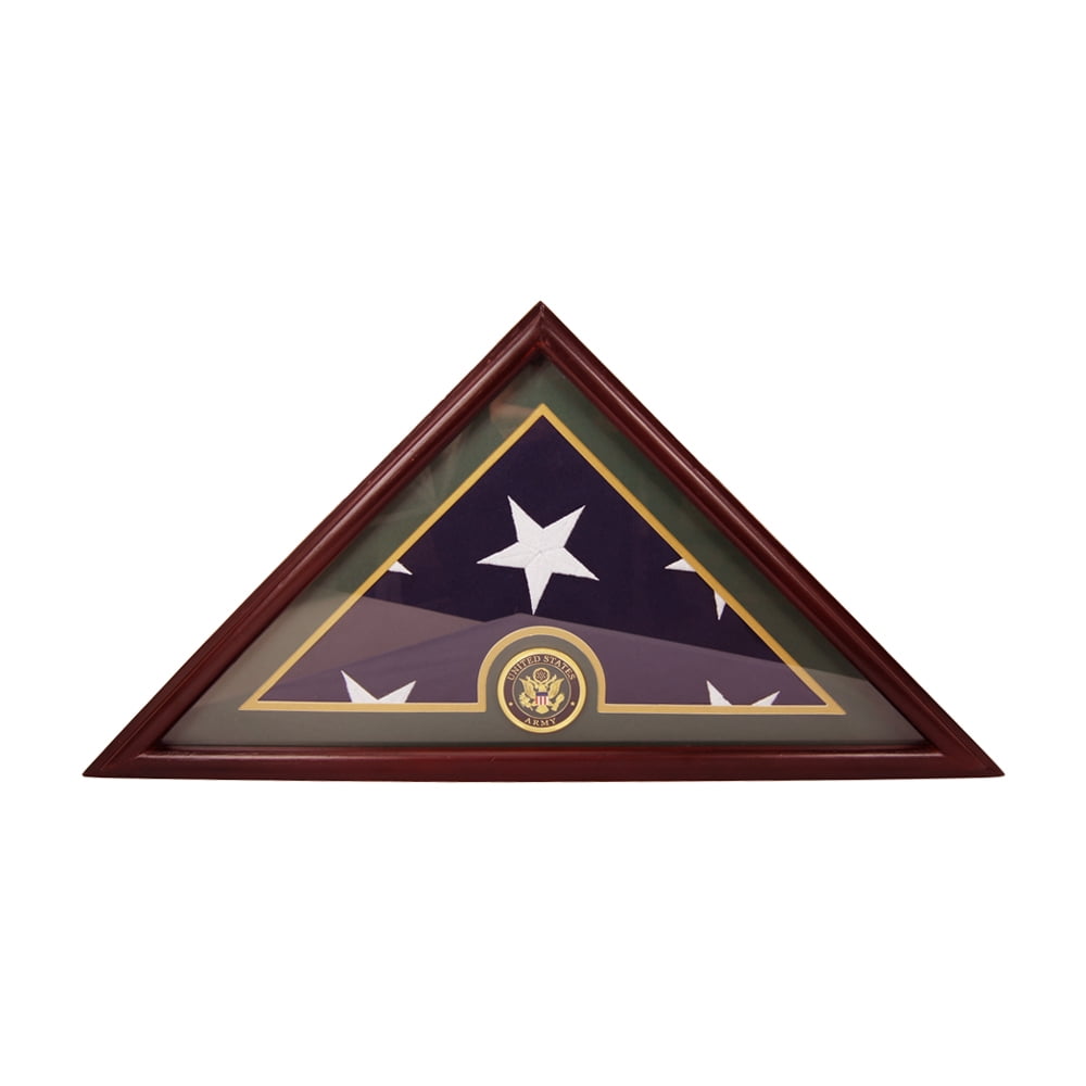 DECOMIL 5x9 Cherry Finish Solid Wood Army Flag Display Case Box ...