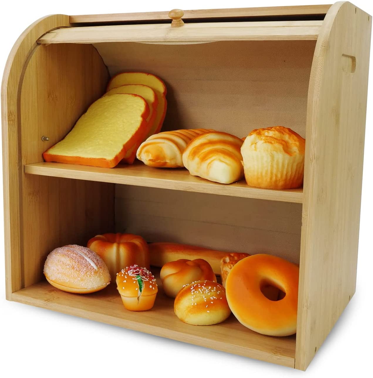 DECOMIL Bamboo Bread Box for Kitchen Countertop, Large Bread Box ...